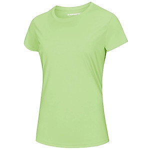 MAGCOMSEN Tennis Shirts for Women Dry Fit Tshirts Shirts Short Sleeve Rash Guard Uv Shirts for Women Sun Protection Running Tops Light Green,M