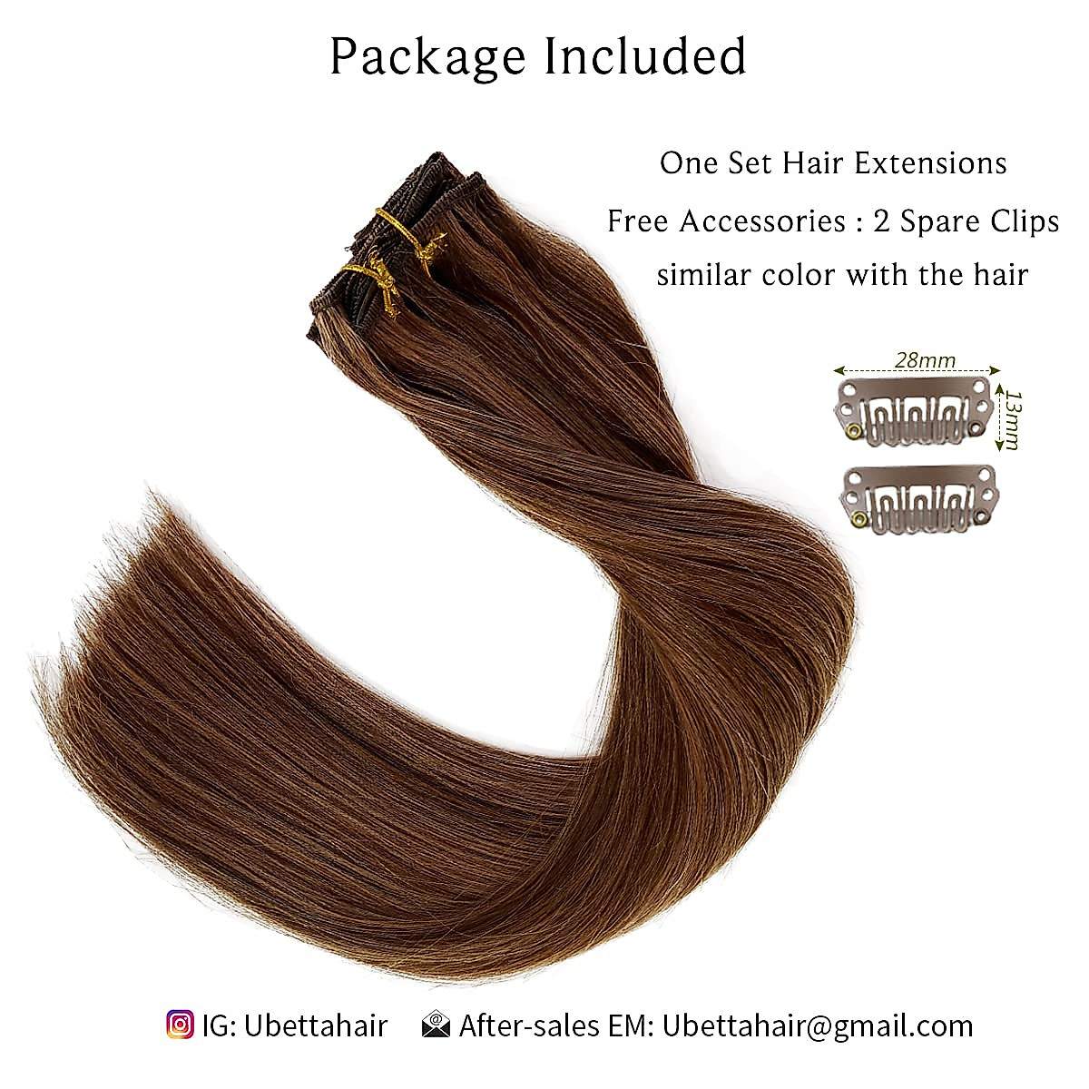 Clip in Hair Extensions, Chocolate Brown to Auburn Clip in Hair Extensions Real Human Hair Clip ins, 18 Inch 7 Pieces 70G Double Weft Straight Remy Human Hair Clip in Extensions