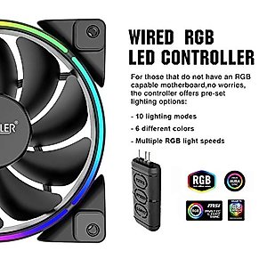 PCCOOLER 120mm Case Fan 3 Pack Computer Case Fans PWM Cooling PC Fans,Dual Light Loop Quiet Fan/Multiple Light Modes with Controller for PC Cases