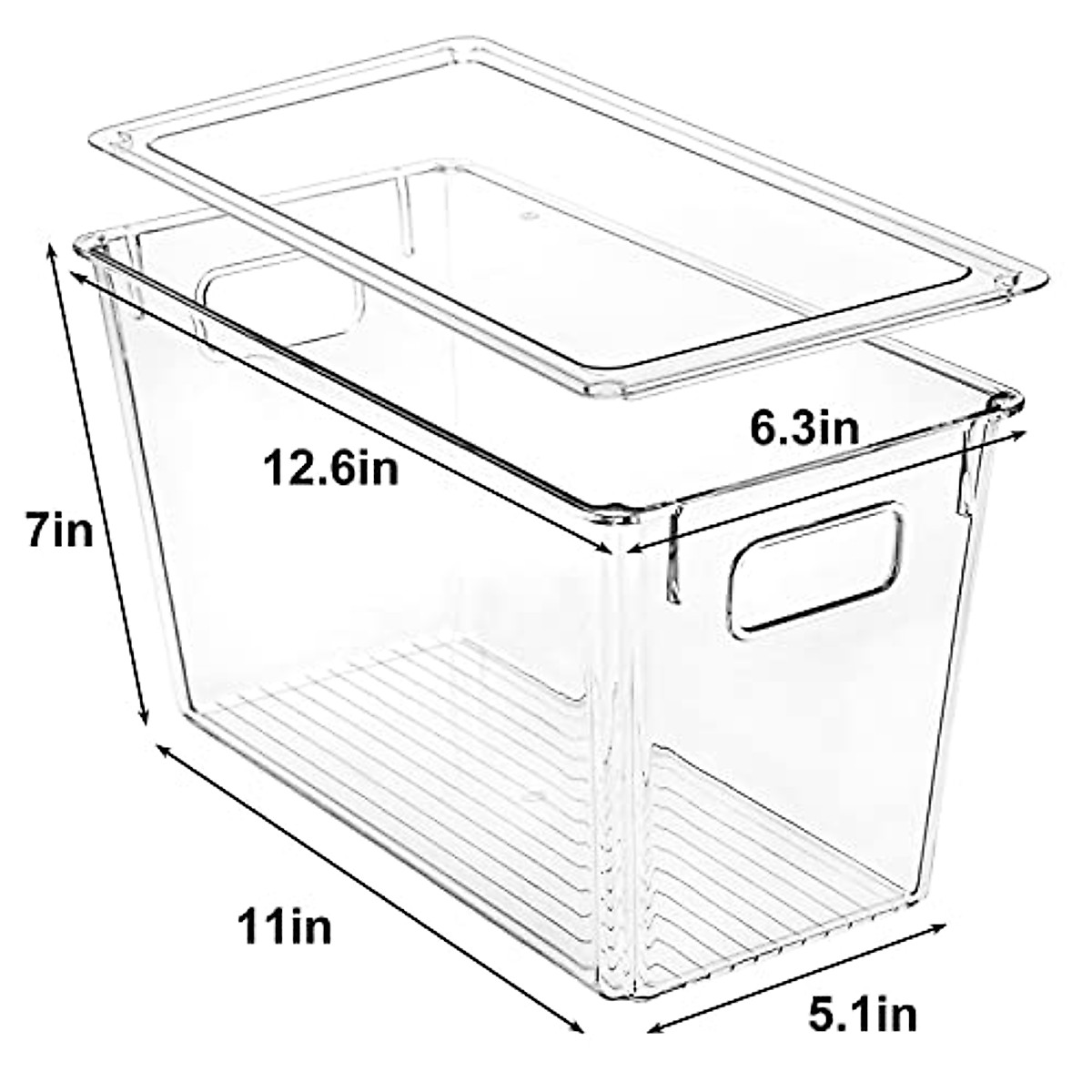 Moretoes 4 Pack Clear Plastic Storage Organizing Bins with Lids, Kitchen Organization Cabinet Fridge Organizer, Pantry Organization and Snack Storage Bins