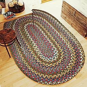 Super Area Rugs Gemstone Made in USA Braided Rug Colorful Kitchen Living Room Carpet, Bronze 4' X 4'