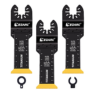 EZARC Titanium Oscillating Saw Blades, Extra-Long Oscillating Multitool Blades for Metal, Wood Nails, Screws Cutting, Plastic, 3 Pack