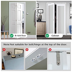 BILLROAD Metal Bifold Door Lock - Double Door Child Safety Locks Keep Toddler, Cats&Dogs Out of Closets, Cabinets, Pantry - No Need Install (2PC)