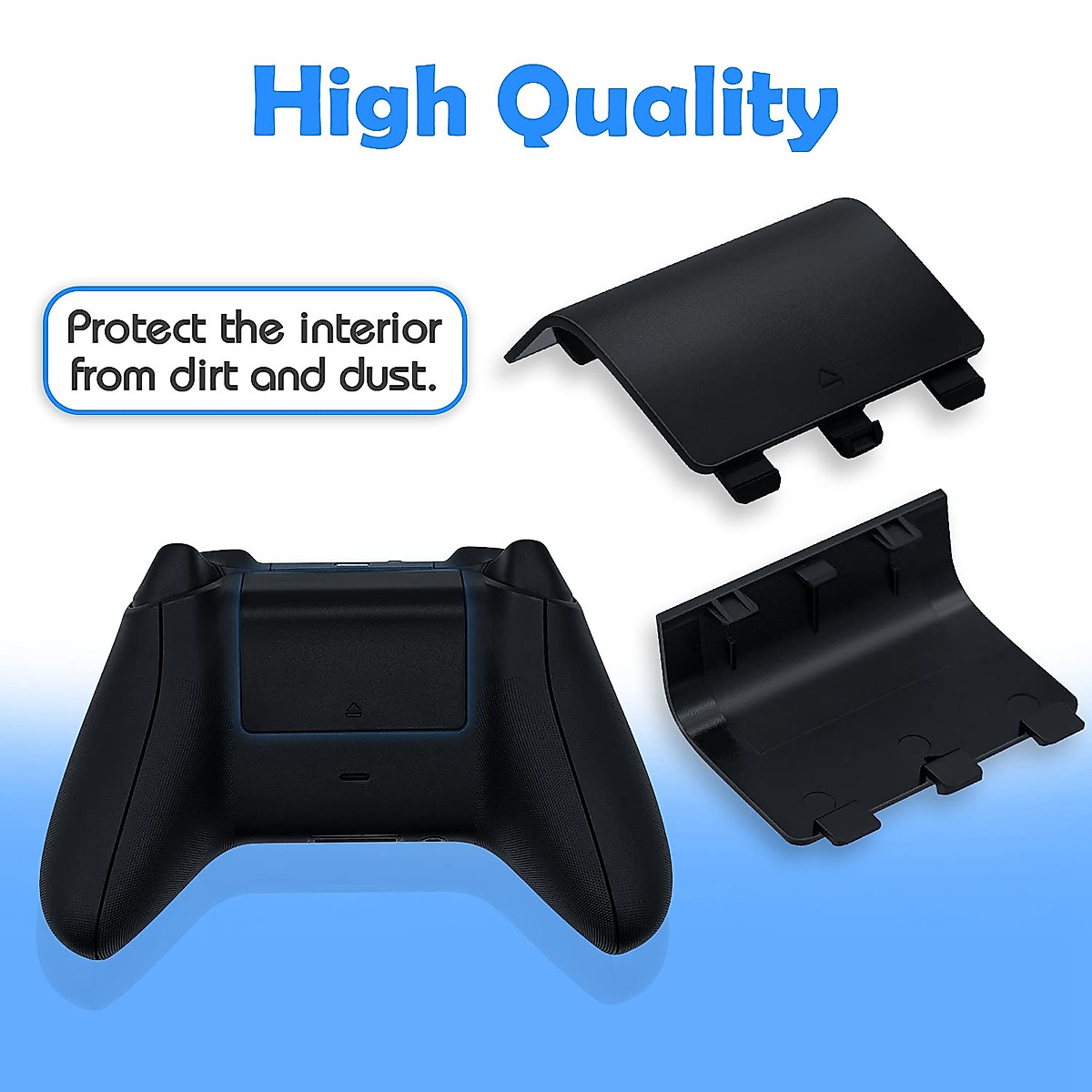 Mcbazel Battery Cover for Xbox Series X/S, Universal Replacement Battery Back Shell Door Lid Repair Part for Xbox Series S/X Controllers (6 Packs) - Black (NOT for Xbox One/Elite 1&2 Controllers)