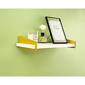 Firsttry Floating Shelves ,Gold Metal Brackets White Rustic Wood Wall Storage Shelf , Photo Display Ledges,for Bathroom, Living Room, Bedroom, Kitchen, Office, Bookshelf。