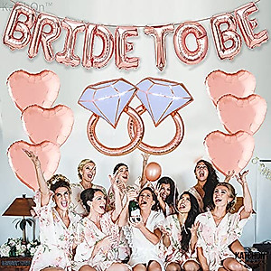 KatchOn, Rose Gold Bride To Be Balloons - 32 Inch Diamond Ring Balloon, Rose Gold Bride Balloons and Heart Balloons | Bachelorette Party Decorations | Bridal Shower Decorations | Bachelorette Balloons