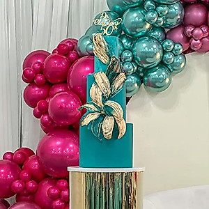 Kozee Chrome Hot Pink Double-Stuffed Balloons different sizes 50pcs10 inch Metallic magenta balloon For barbie theme decorations Wedding engagement Birde to be baby shower