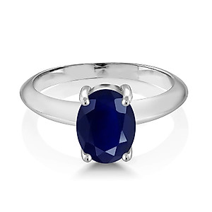 Gem Stone King 925 Sterling Silver 9X7MM Oval Gemstone Birthstone Solitaire Engagement Ring | Wedding Engagement Anniversary Promise Ring For Women | Available In Size 5, 6, 7, 8, 9