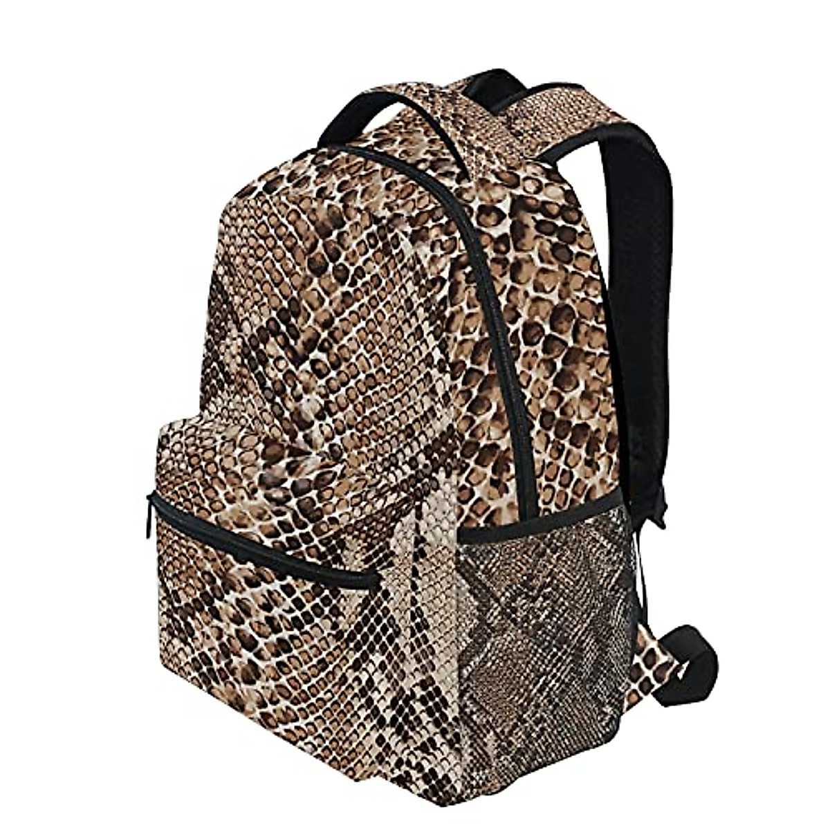 QUGRL Snake Skin Print 16" School Bookbag Cool Elementary Schoolbag College Daypack Animal Backpack Travel Sports
