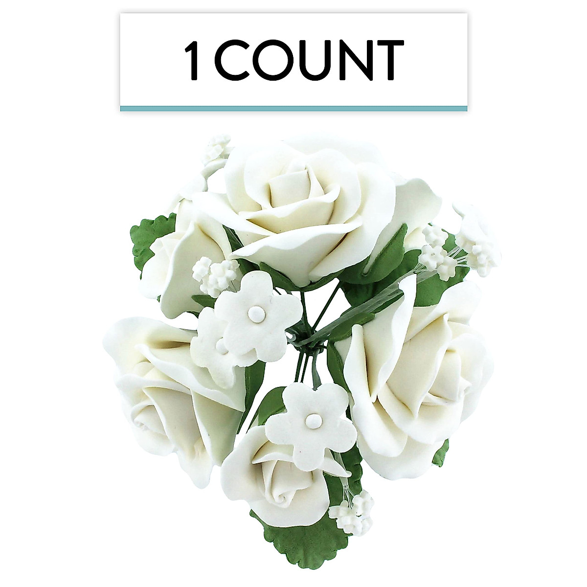 Global Sugar Art Garden Rose Sugar Cake Flowers Topper Bouquet White, 1 Count by Chef Alan Tetreault