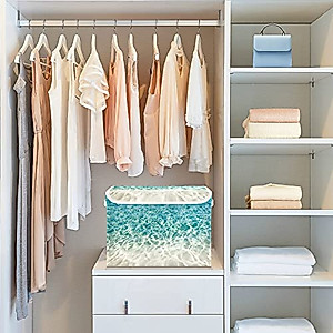 xigua Foldable Storage Bins with Lids and Handles Large Storage Baskets Blue Pacific Ocean Basket for Bedroom,Living Room,Closet,Shelves 16.5x12.6x11.8 In