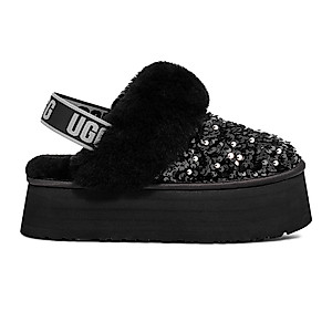 UGG Women's FUNKETTE Chunky Sequin Slipper, Black, 6