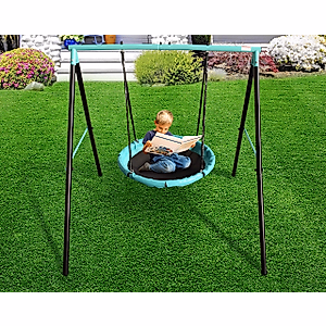UFO A-Frame Metal Swing Set for 1 or 2 Children, Kids & Toddlers