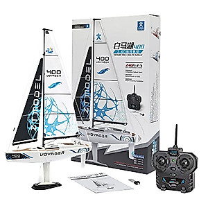 PLAYSTEM Voyager 400 RC Controlled Wind Powered Sailboat in Blue - 26" Tall