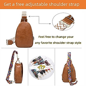 WSRYDJDL Women Chest Bag Sling Bag Small Crossbody PU Leather Satchel Daypack Shoulder backpack for traveling hiking Cycling (Brown)