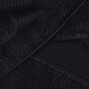 Elvana Home Ultra Soft 6 Pack Cotton Towel Set, Contains 2 Bath Towels 28x55 inch, 2 Hand Towels 16x24 inch & 2 Wash Coths 12x12 inch, Ideal for Everyday use, Compact & Lightweight - Black