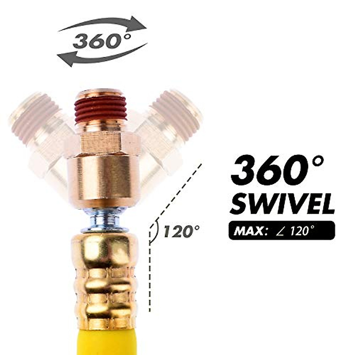 WYNNsky Hybrid Lead in Air Hose 3/8" X 30"(1/4 in. MNPT Ball Swivel x 1/4 in. FNPT Ends) 300 PSI Max Working Pressure, Heavy Duty Air Compressor Hose