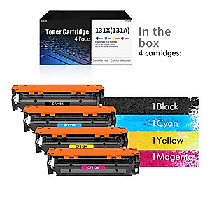 131X 131A CF210A Toner Cartridge: 4-Pack Compatible for HP CF210X CF211X CF212X CF213X for HP Pro 200 Color MFP M251nw M276nw M251n M276n M276 M251 Printer ( Black Cyan Yellow Magenta )