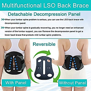 LSO Back Brace with Removable Decompression Panel Back Support& Back Cover for Free,Pulley System Lumbar Support Belt for Sciatica Pain, Disc Injury and After Laminectomy or Spinal Fusion Surgery(L)