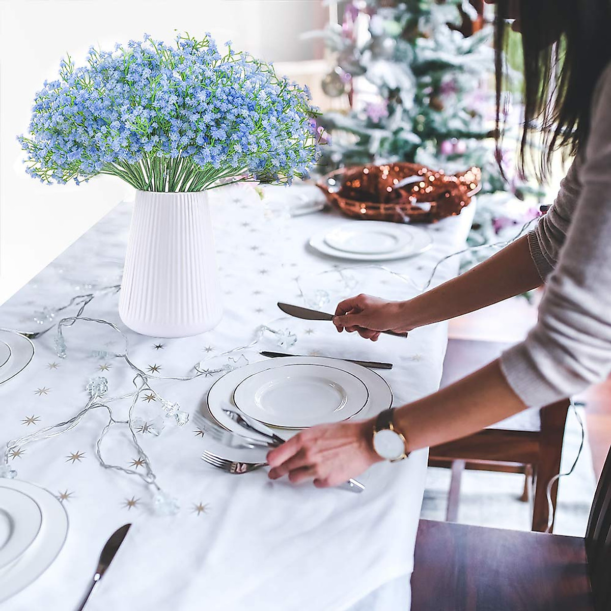 LYLYFAN Babys Breath Artificial Flowers,12 Pcs Gypsophila Real Touch Flowers for Wedding Party Home Garden Decoration