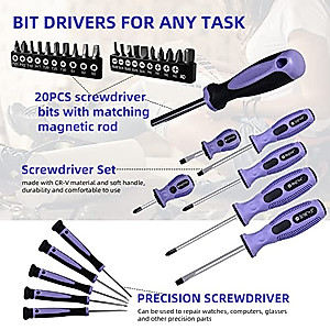 Purple Tool Set,ACOSEA 223-Piece Tool Sets for Women,Tool Kit with 13-Inch Wide Mouth Open Purple Tool Bag,The Basic Tool Set is Perfect for Home Maintenance (PURPLE)