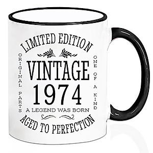 1974 50th Birthday Gifts for Women and Men Ceramic Unique Ceramic Coffee Mugs for Men and Women - Christmas Gifts for Him, Her, Husband, Wife, Mom, Dad, Family Friends, Coworker - White 11 Oz Tea Cups