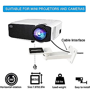 Mini Projector Wall Mount Angle Adjustable Projector Mount Load 8.8 lbs Length 7.9 in Rotation 360° Compatible with QKK, DR.J, DBPOWER, Anker, VANKYO, AAXA, Jinhoo, PVO, TMY, AuKing, Meer Projectors