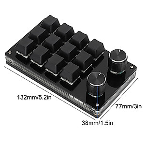 12 Key Mini Keyboard One Handed Mechanical Gaming Keyboard, Multifunctional Shortcut Programmable Macro Keyboard with Button for Vista Macos (Black)