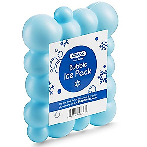 Komax Lunch Box Ice Packs | Set of 2 Reusable Bubble Ice Packs for Lunch Bags & Coolers | 5.1 x 4.3 Slim Freezer Packs | 12-hr Cool Long Lasting Ice Packs
