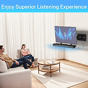 Sound Bar Mounts Under TV for Samsung, Vizio, Bose, LG and More Soundbar TV Mount with Remote Holder - Height Adjustable Soundbar Mounting Bracket Under TVs Hold Up to 35 Lbs