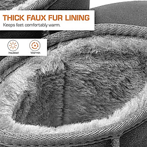 DREAM PAIRS Women's High-top Winter Snow Boots Slip on Warm Comfortable Outdoor Booties Shoes for Women FuzzyClassic,Size 10,Grey,Shorty_HIGH