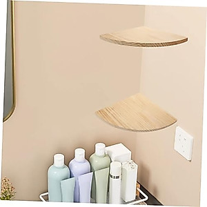 Amosfun 1set Corner Shelf Wall-Mounted Sundries Holder Pine Shelves Home Wall-Mounted Shelves Corner Wall Shelves Wall Mounted Shelf Decorative Wall Storage Shelf Pine Shelf Wood