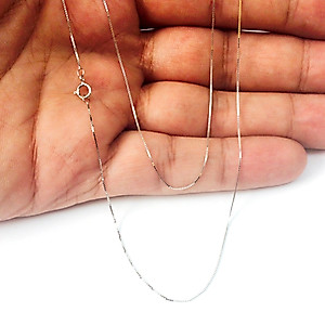 Jewelry Affairs 10k Solid Real Gold Mirror Box Chain Necklace, 0.45mm (20 Inches, White Gold)