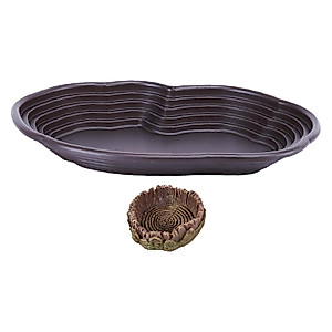 Leefasy Turtle Water Bowl Reptile Food Dish,Amphibians Habitat Accessories,Reptile Bathing Pool Reptile Feeding Water Bowl for Turtle, No drainage