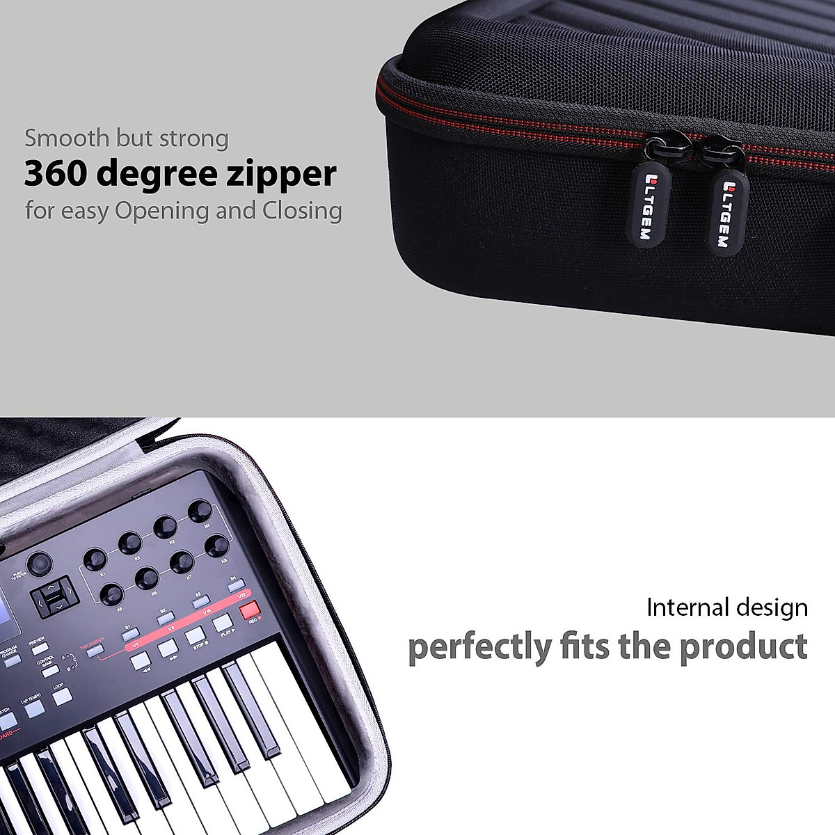 LTGEM Hard Travel Carrying Case for Pioneer DJ DDJ-FLX4 / Roland DJ-202 / M-Audio Oxygen Pro 25 / AKAI Professional MPK225 DJ Controller
