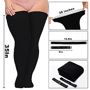Neoviancia Plus Size Thigh High Socks for Thick Thighs Women- Widened Extra Long Thick Knit Over the Knee Stockings- Boot Socks Leg Warmers