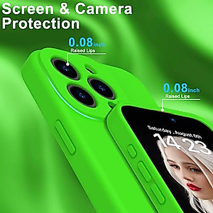 DorisMax for iPhone 14 Pro Max Case with Screen Protector - Upgraded Camera Lens Protector - Soft Full Coverage Liquid Silicone Cover - Scratch-Proof Protective Phone Case 6.7" - Bright Green