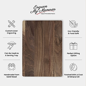Engrave My Memories Cutting Board, Kitchen Chopping Boards, 14x10 Inch Natural Wood, Personalized Wooden Countertop Board, Center Design