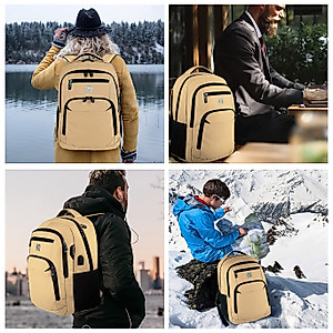 Laptop Backpack,Business Travel Anti Theft Slim Durable Laptops Backpack with USB Charging Port,Water Resistant College Computer Bag for Women & Men Fits 15.6 Inch Laptop and Notebook-Khaki