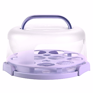 Ohuhu Cake Holder, BPA-Free Cake Carrier with Lid and Handle Cake Transport Container Portable Cake Keeper Two Sided Base for Pies Cookies Nuts Fruit etc - Suitable for 10 inch Cake Perfect Gifts