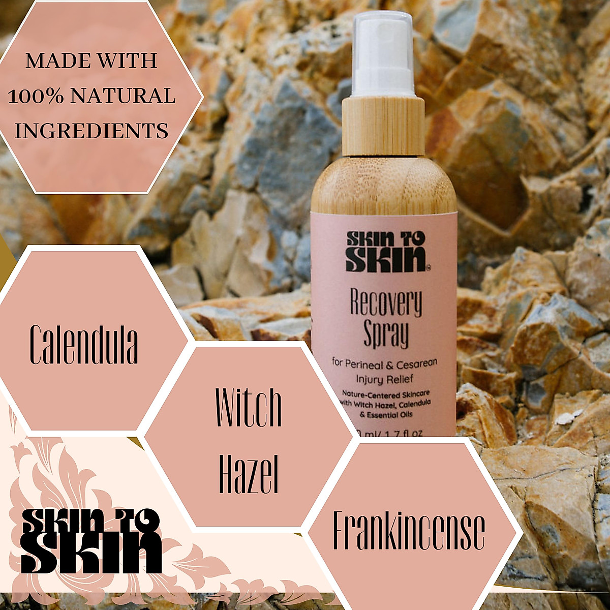 Skin to Skin Recovery Spray 50 ml - Natural Postpartum Spray - Blend of Calendula, Witch Hazel, and Frankincense, Perineal Spray Postpartum