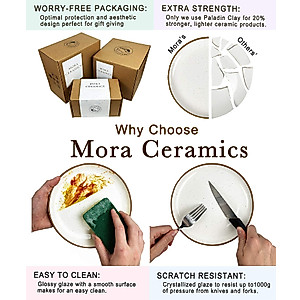 Mora Ceramic Dinner Plates, Salad Plates, Cereal Bowls Bundle. Microwave, Oven and Dishwasher Safe, Scratch Resistant, Modern Dinnerware - Assorted Colors