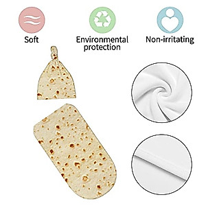 Burrito Swaddle Blanket with Hat Set, Tortilla Baby Stuff Swaddles Up New Born Soft Sleep Sacks Funny Shower for Baby Gifts Boys Girls