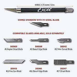 Excel Blades Soft Grip Craft Knife Set, Soft Grip Fine Point Angled Blades for Precision Cutting & Trimming, Multi-Purpose Hobby, Scrapbooking, Crafting Tools, Red, 1-Pack With 15 Replacement Blades