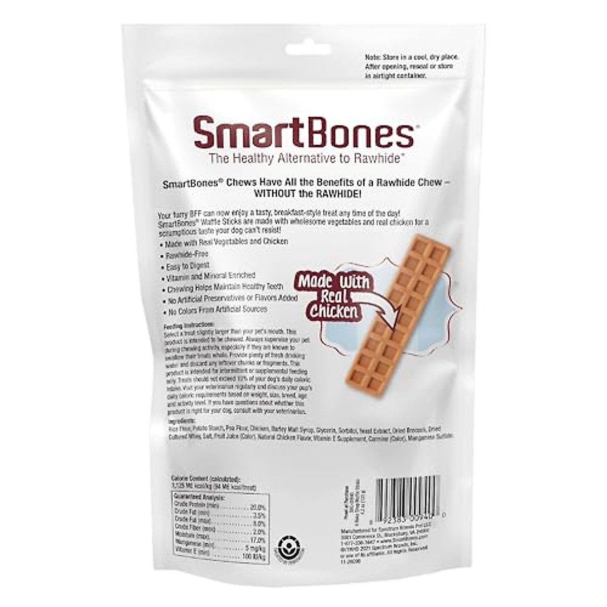 SmartBones Bake Shop Waffle Sticks Made with Real Chicken and Vegetables,Treat Your Dog to Rawhide-Free Chews, 4 Count