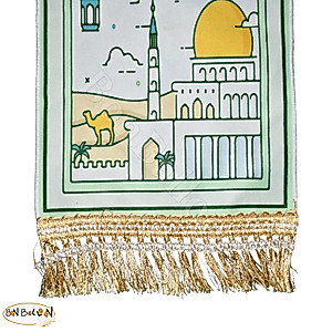 Egyptian Prayer Rug Muslim Carpet Mat Islamic Childrens Salat Small Kids Janamaz Sajda Rugs Sajadah Namaz Child Toddler Mosque Mini Praying Musallah Salah Gebetsteppich Masged Ramadan (Light Green)