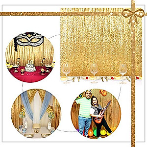 Juya Delight 6ft x 8ft New Gold Sequin Backdrop Curtain for Party Wedding Photography