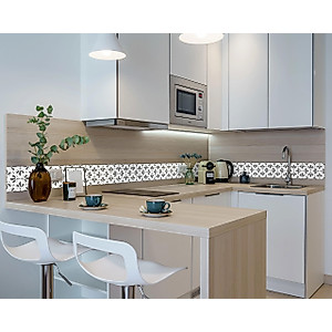 FLFK Wallpaper Border Black and White Patterns Peel and Stick Wall Border Self Adhesive Wallpapers for Living Room Bedroom Kitchen Bathroom 4"x240"