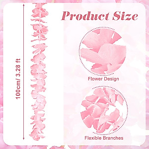 Juinte 20 Pieces 65.6 Ft Faux Silk Wisteria Vine Hanging Garland Faux Wisteria Vine Ratta Hanging Flowers Silk Faux Flowers Garland Faux Flowers Garland for Home Wedding Garden Outdoor Decor (Pink)