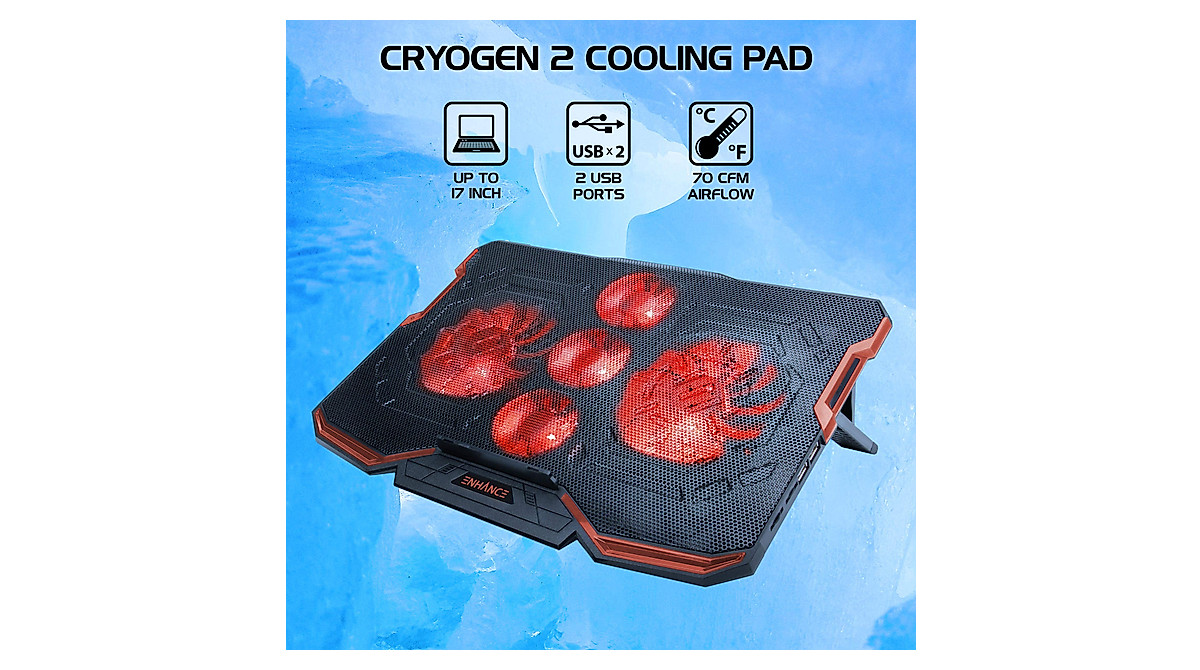 ENHANCE Cryogen Gaming Laptop Cooling Pad - Fits 17 in. Computer, PS4 ...